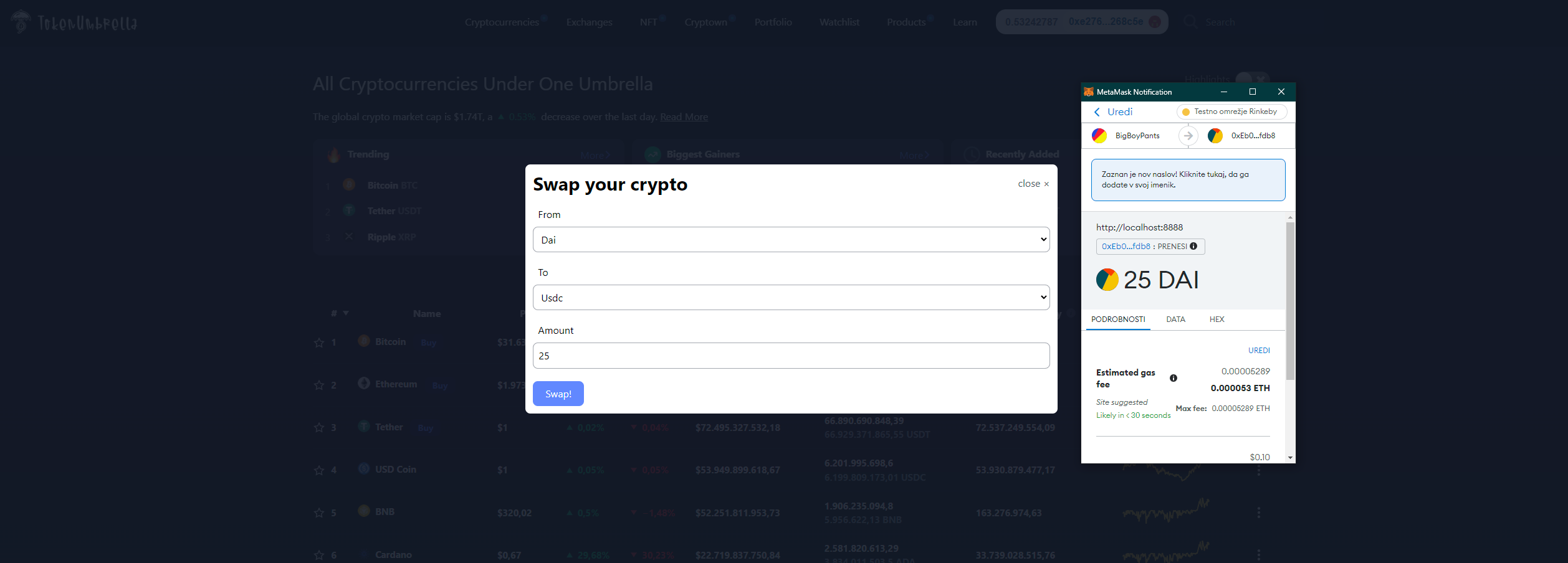 Github Gepthecoder Token Umbrella Coinmarketcap Web 3 0 Blockchain App With Moralis Next Js