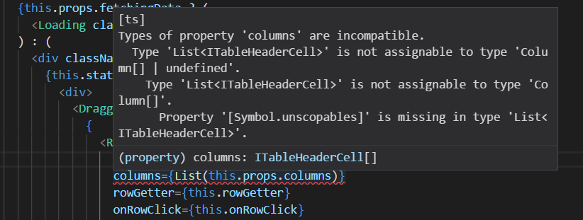 `GridProps` missing type definition that allows to pass `Immutable.List` for `columns` · Issue ...
