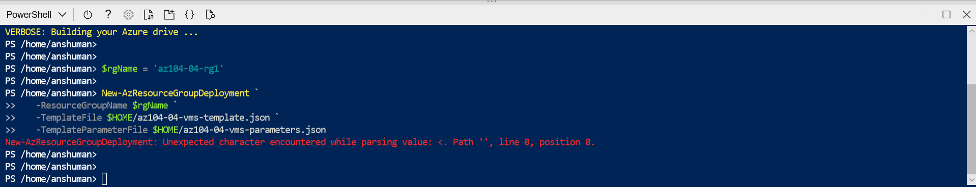 Not able to Deploy JSON files · Issue #44 · MicrosoftLearning/AZ-104-MicrosoftAzureAdministrator ...