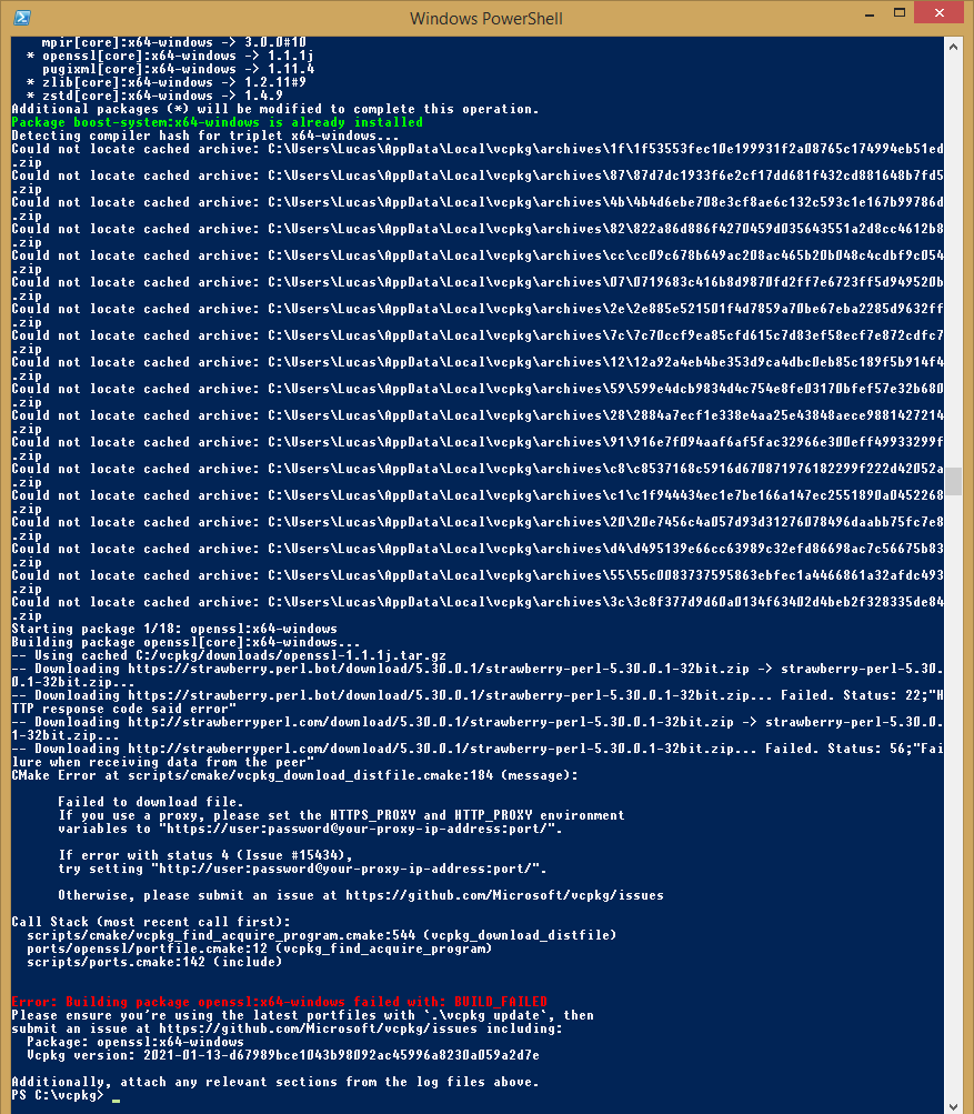 error could not locate cached archive .\vcpkg install · Issue #16995 · microsoft/vcpkg · GitHub