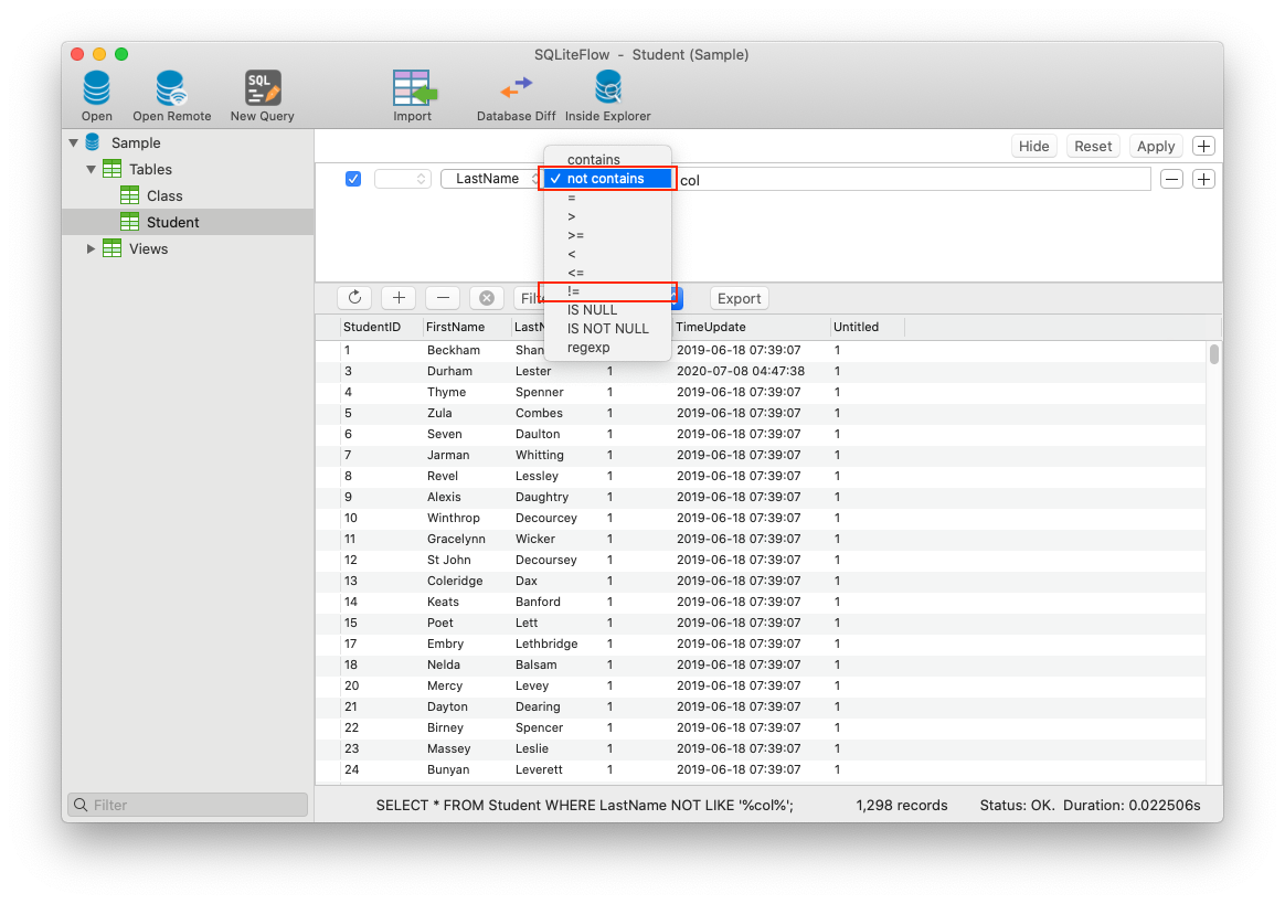 Missing '!=' (not equal) filter combo choice · Issue #125 · SQLiteFlow/SQLiteFlow-Issues · GitHub
