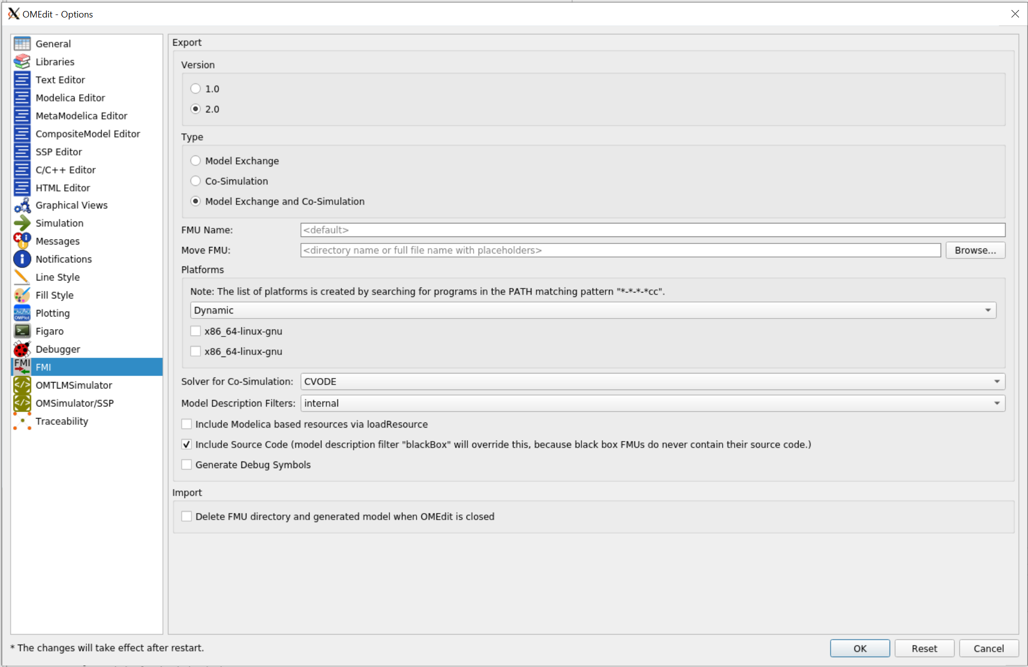 FMU export options "none", "dynamic", "static" are broken. · Issue ...