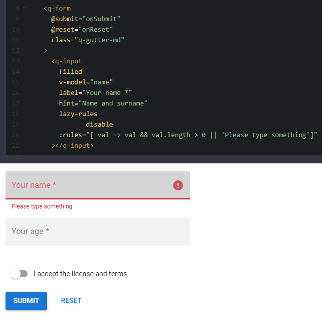 Form required disabled input gets triggered when sumbit · Issue #8481 · quasarframework/quasar ...