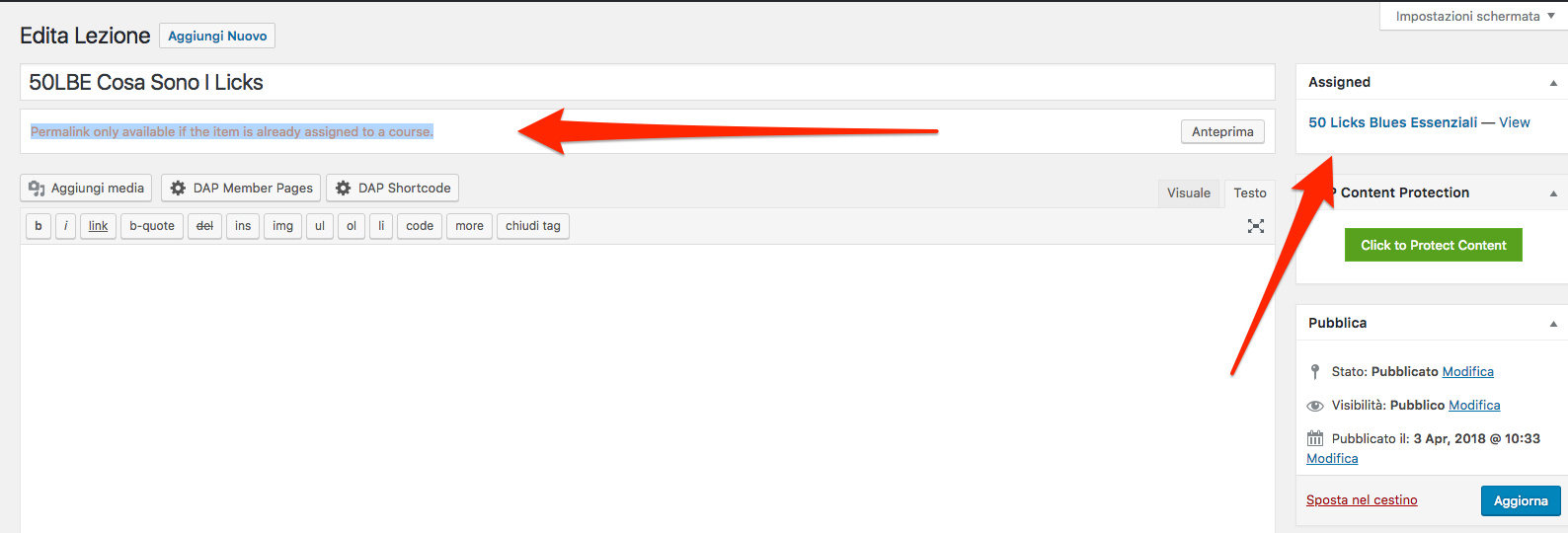 LP 3.0.5 Error: Permalink only available if the item is already assigned to a course. · Issue ...