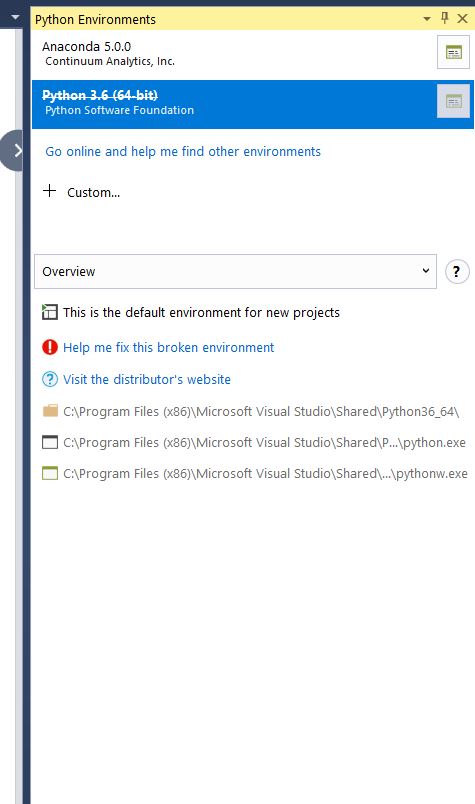 broken environment visual studio · Issue #3990 · microsoft/PTVS · GitHub