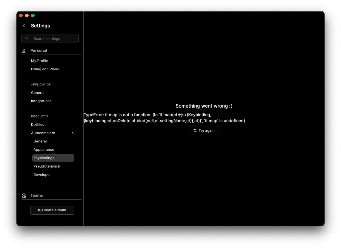 Something went wrong when updating Autocomplete -> Keybindings settings · Issue #1758 · withfig ...