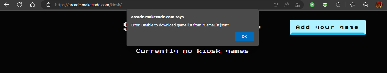 Kiosk Mode Not Working on Public Site? · Issue #5689 · microsoft/pxt-arcade · GitHub