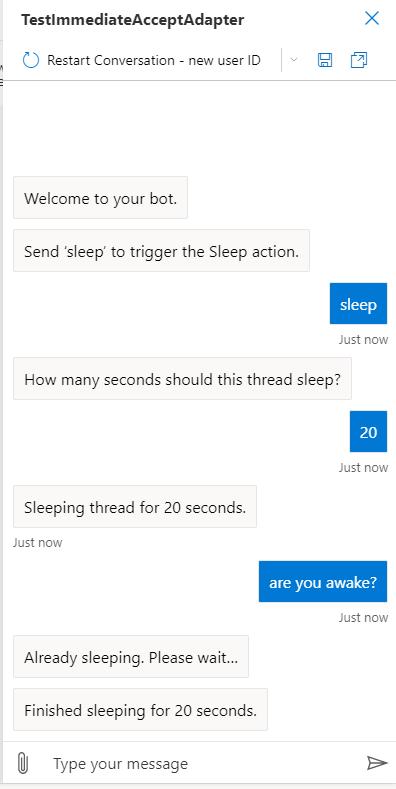 Update Immediateacceptadapter Sample To Notify Users Every 5 Seconds When Api Call Is Pending