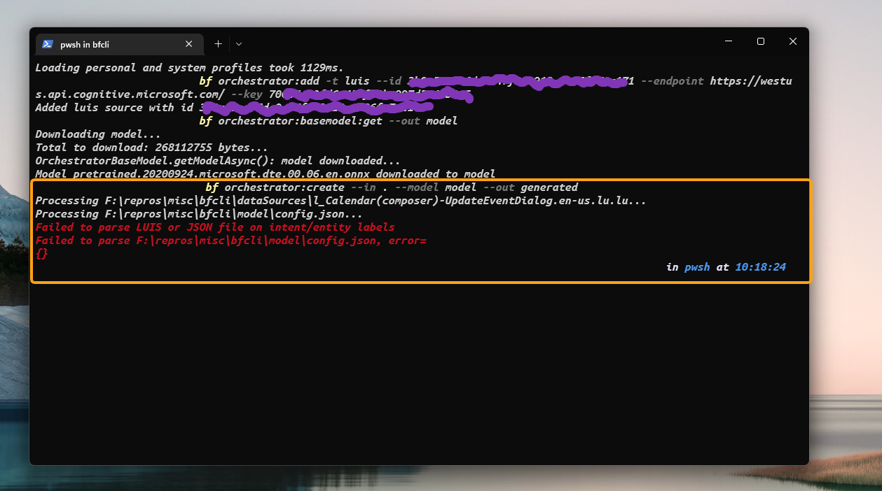 Failed to parse config.json, error= {} while creating Orchetrator · Issue #6531 · microsoft ...