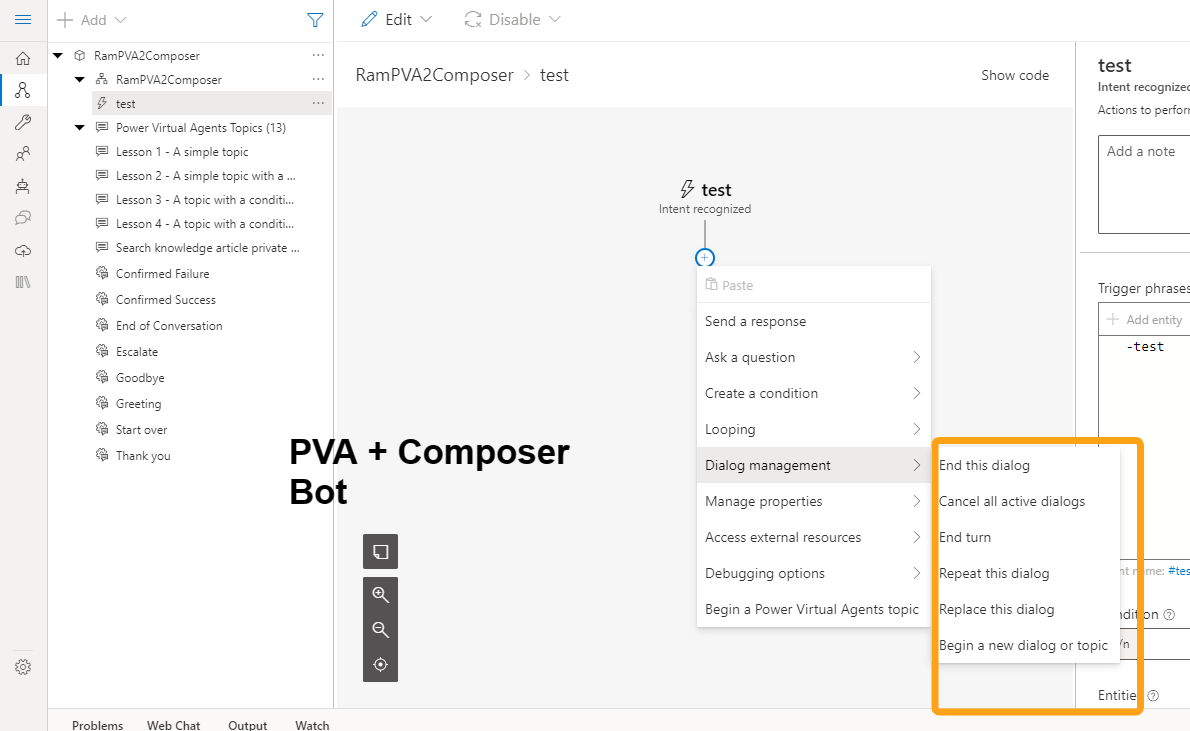 Missing various options in Dialog Management · Issue #9451 · microsoft/BotFramework-Composer ...