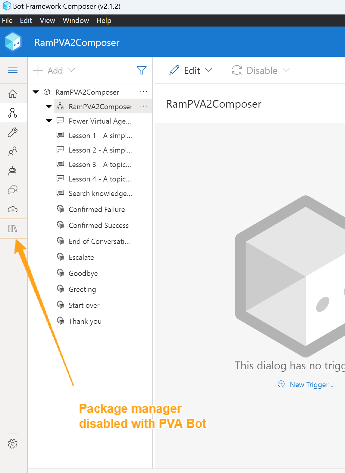 Package Manager Remains Disabled For A Pva Integrated Bot · Issue 9461 · Microsoft Botframework