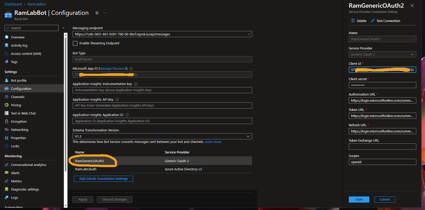 [OAuthPrompt] The call to https://api.botframework.com/api/usertoken/GetToken returns a 500 ...