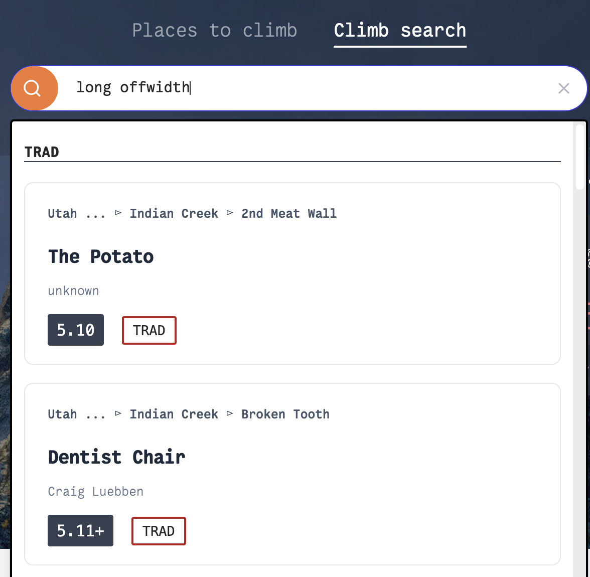 Combine name search and crag search · Issue #255 · OpenBeta/open-tacos · GitHub