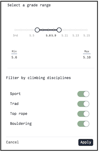 Hide filter bar · Issue #322 · OpenBeta/open-tacos · GitHub