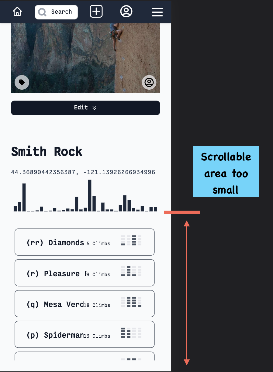 Make area page scroll less "snappy" · Issue #582 · OpenBeta/open-tacos · GitHub