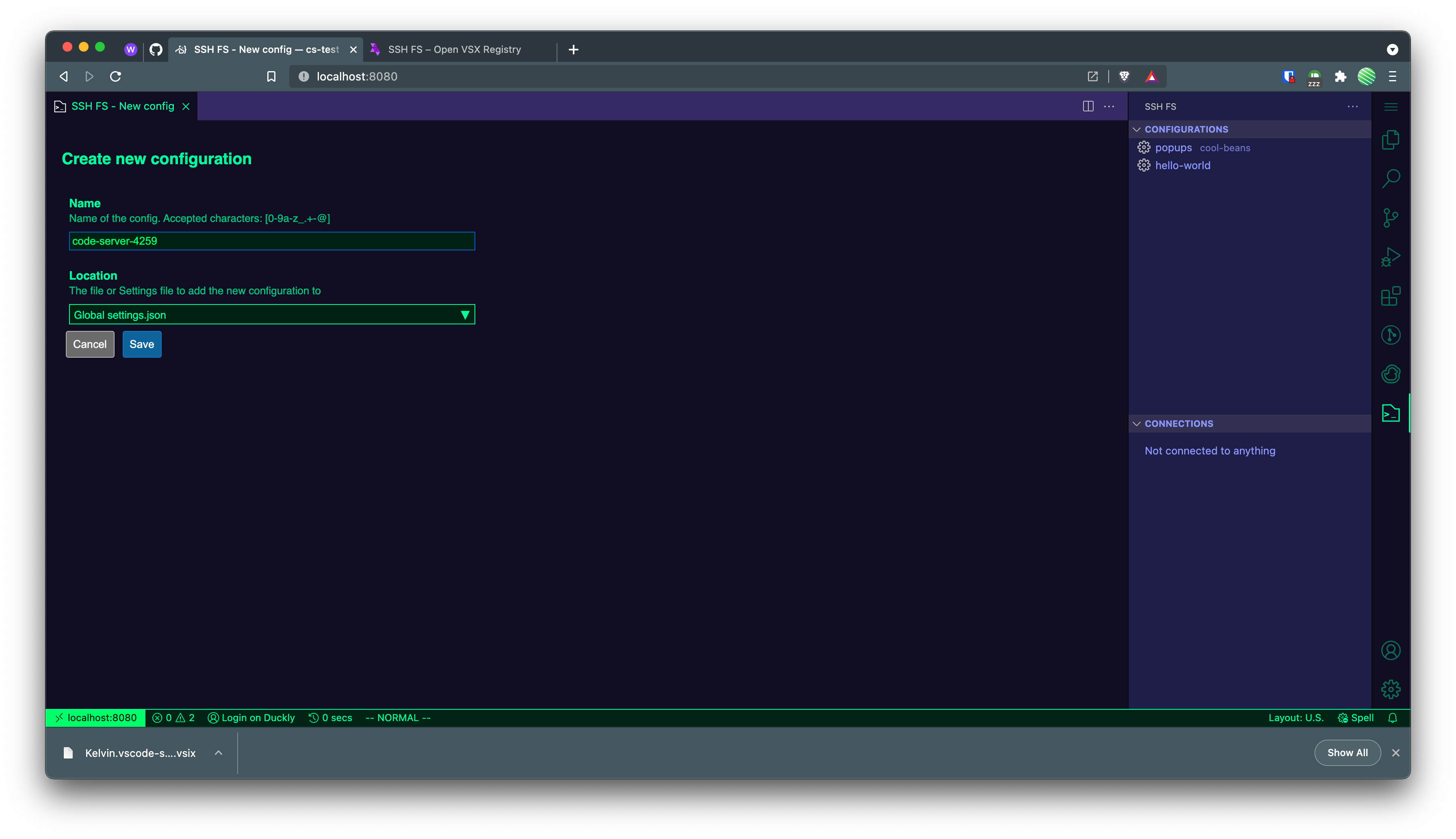 Webview related errors with SSH FS Addon. Blank tabs. · Issue #4259 · coder/code-server · GitHub