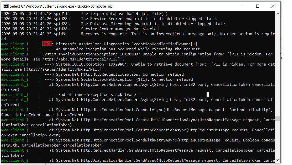 I am setting up Identity Server 4 with MVC client but getting this issue while running in ...