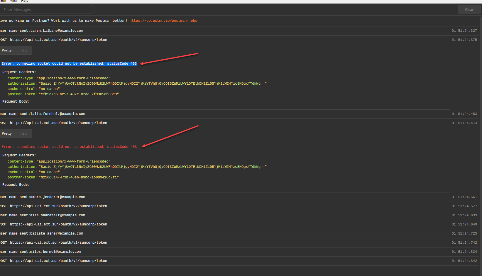 Postman - Newman Error: tunneling socket could not be established, statusCode=403 · Issue #1581 ...