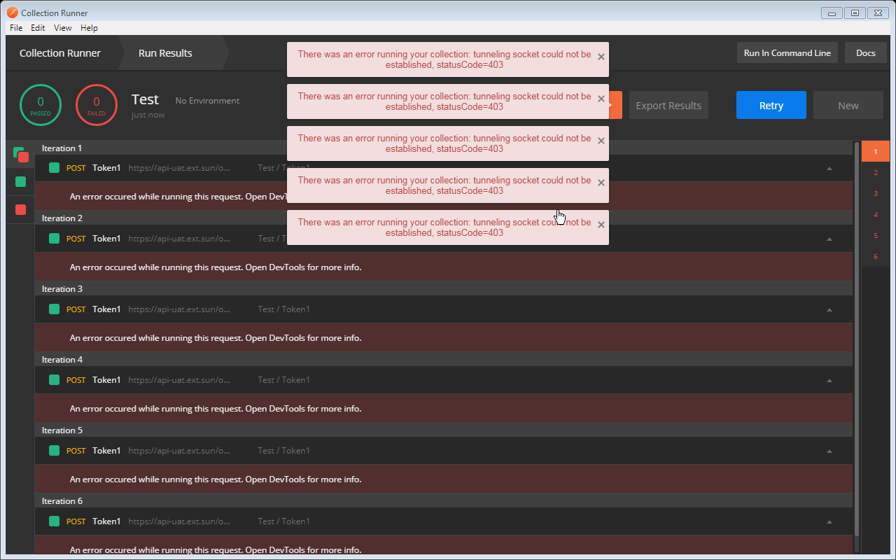 Postman - Newman Error: tunneling socket could not be established, statusCode=403 · Issue #1581 ...