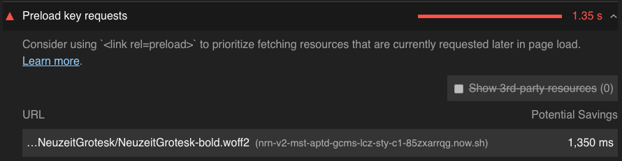 LH warns of "Warnings: A preload was found for [...]" incorrectly, when using crossorigin ...