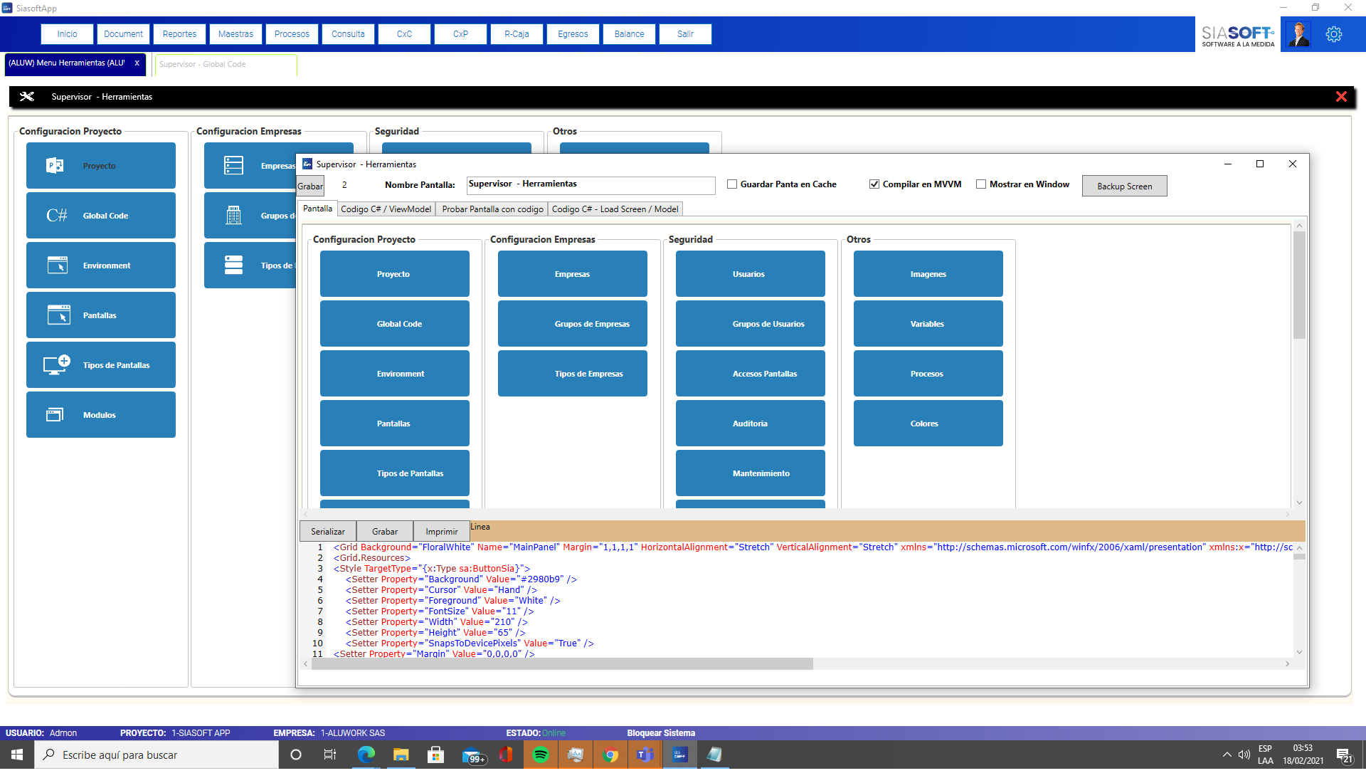 compile and display wpf screen in 1 second 5000 lines of c # + xaml code stored in sql server ...