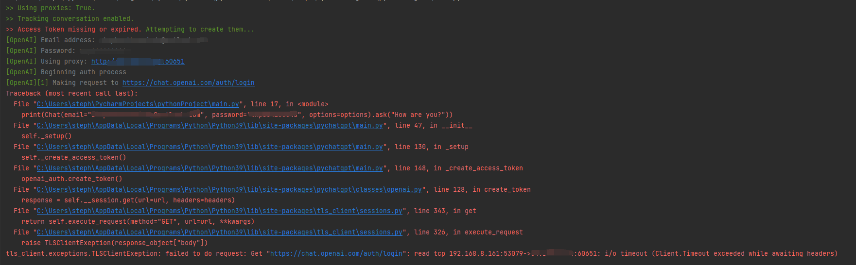i/o timeout, set proxies failed · Issue #75 · rawandahmad698/PyChatGPT · GitHub
