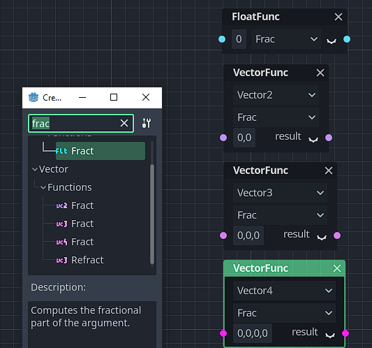 Frac(t) function typo in Visual Shader Node · Issue #61735 · godotengine/godot · GitHub