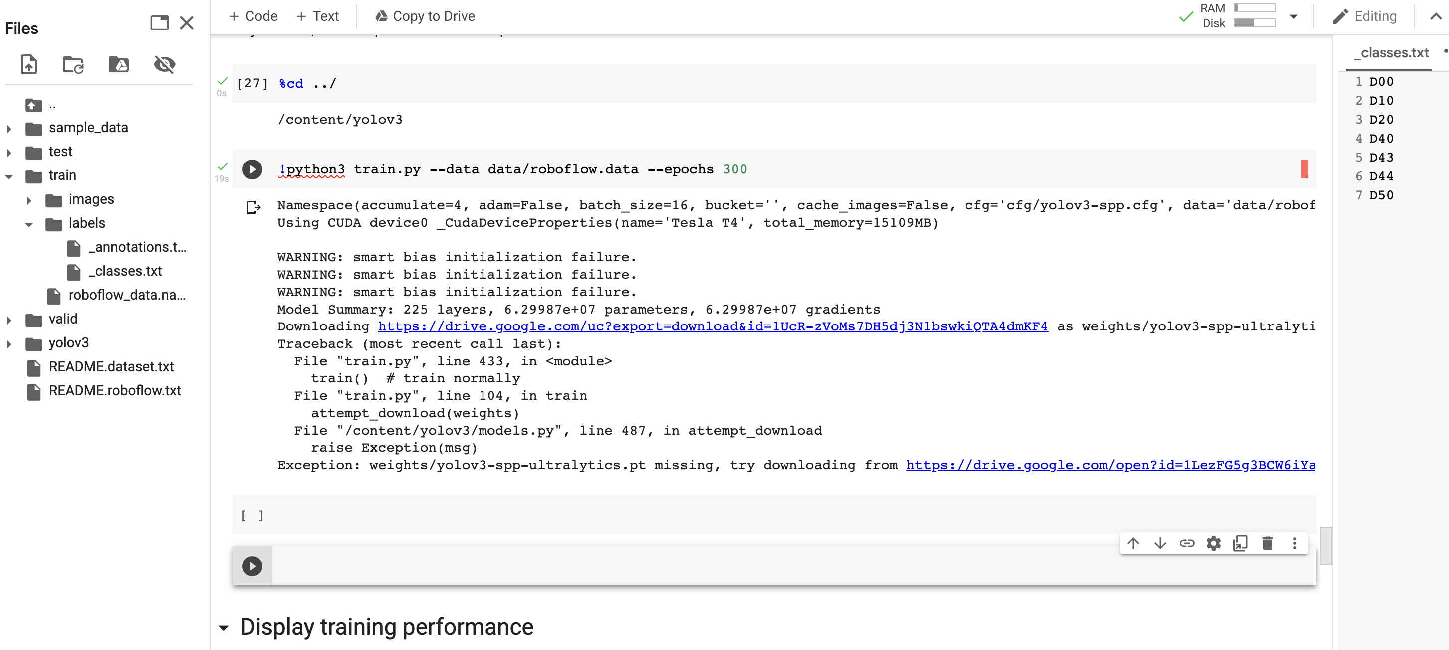 Bug while running initial code for training · Issue #1943 · ultralytics/yolov3 · GitHub