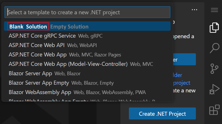 [bug] `blank Solution` Missing · Issue 262 · Microsoft Vscode Dotnettools · Github