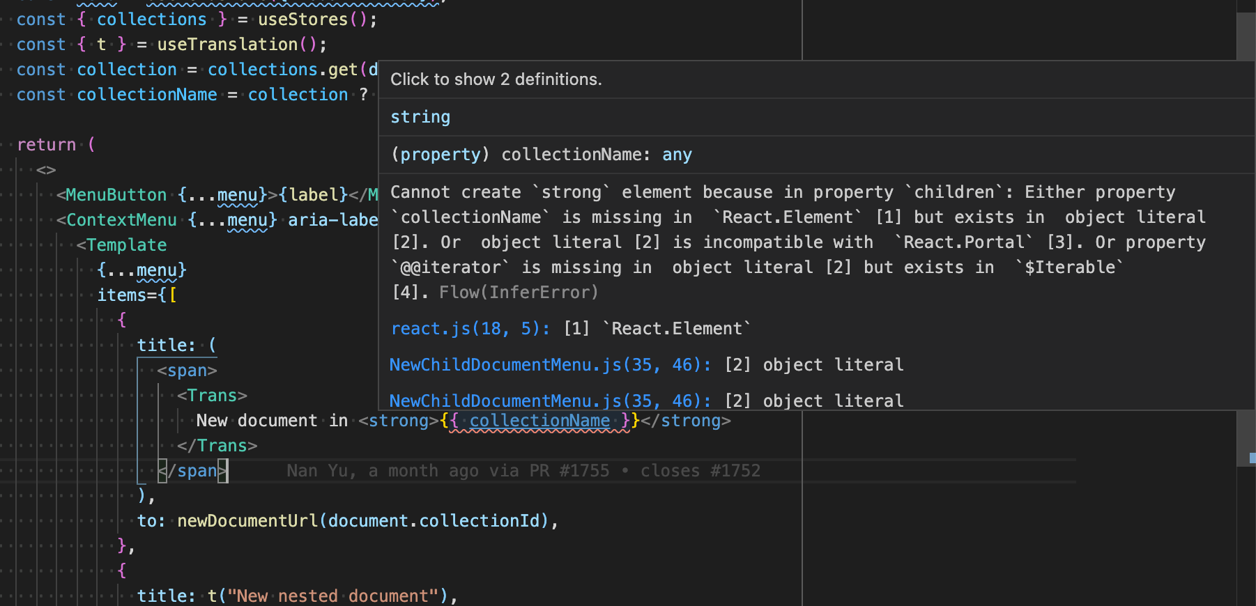 Trans component not compatible with Flow · Issue #1245 · i18next/react-i18next · GitHub