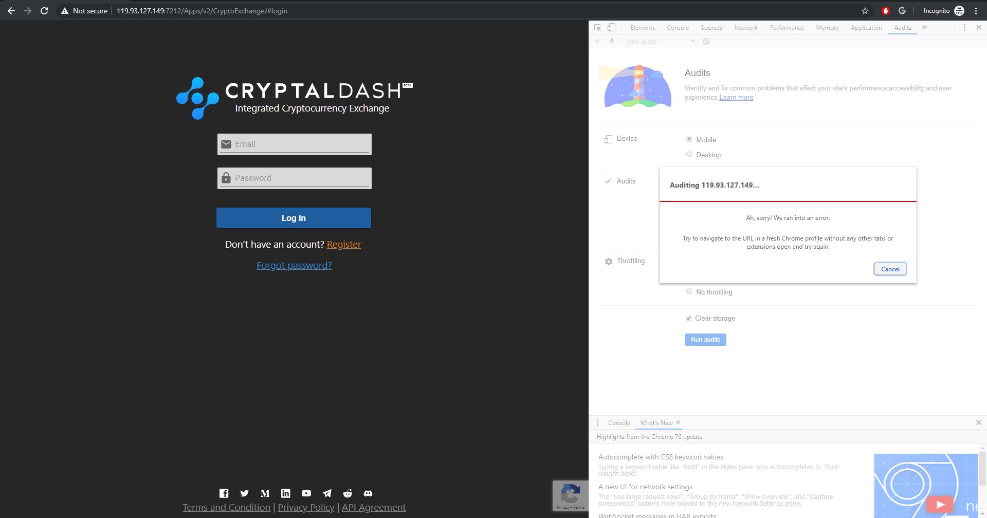 Lighthouse Encounters Error When Trying To Audit Website On My Local Server · Issue 9634