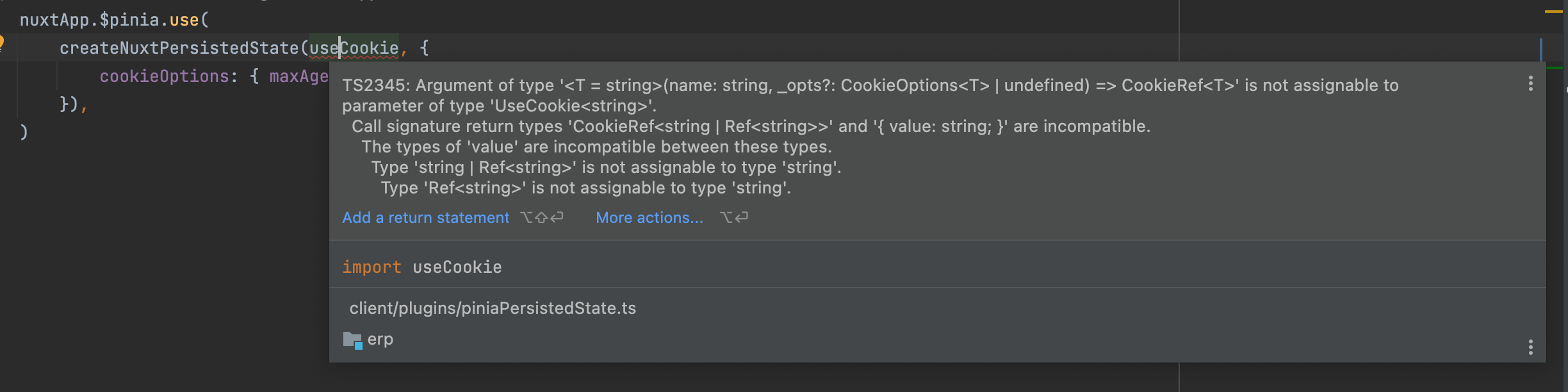 useCookie nuxt options · Issue #88 · prazdevs/pinia-plugin-persistedstate · GitHub