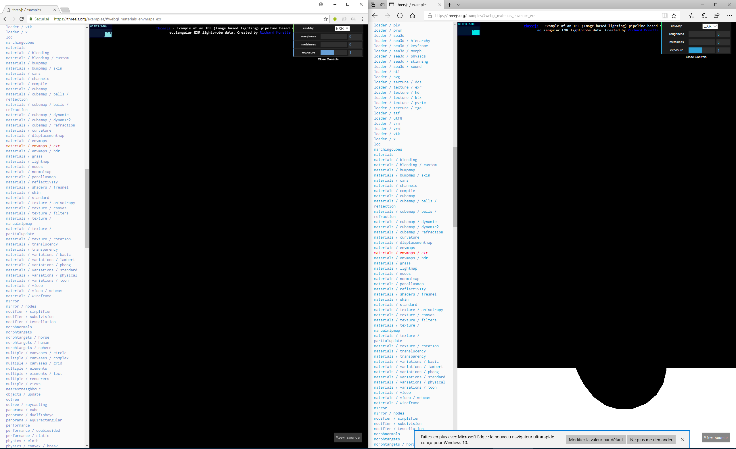 Envmap example : Different rendering depending on the browser · Issue #13935 · mrdoob/three.js ...