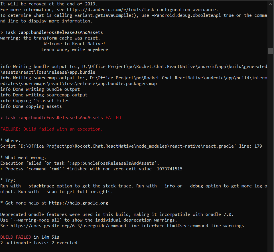 Gradle bundleRelease Failed · Issue #2595 · RocketChat/Rocket.Chat.ReactNative · GitHub