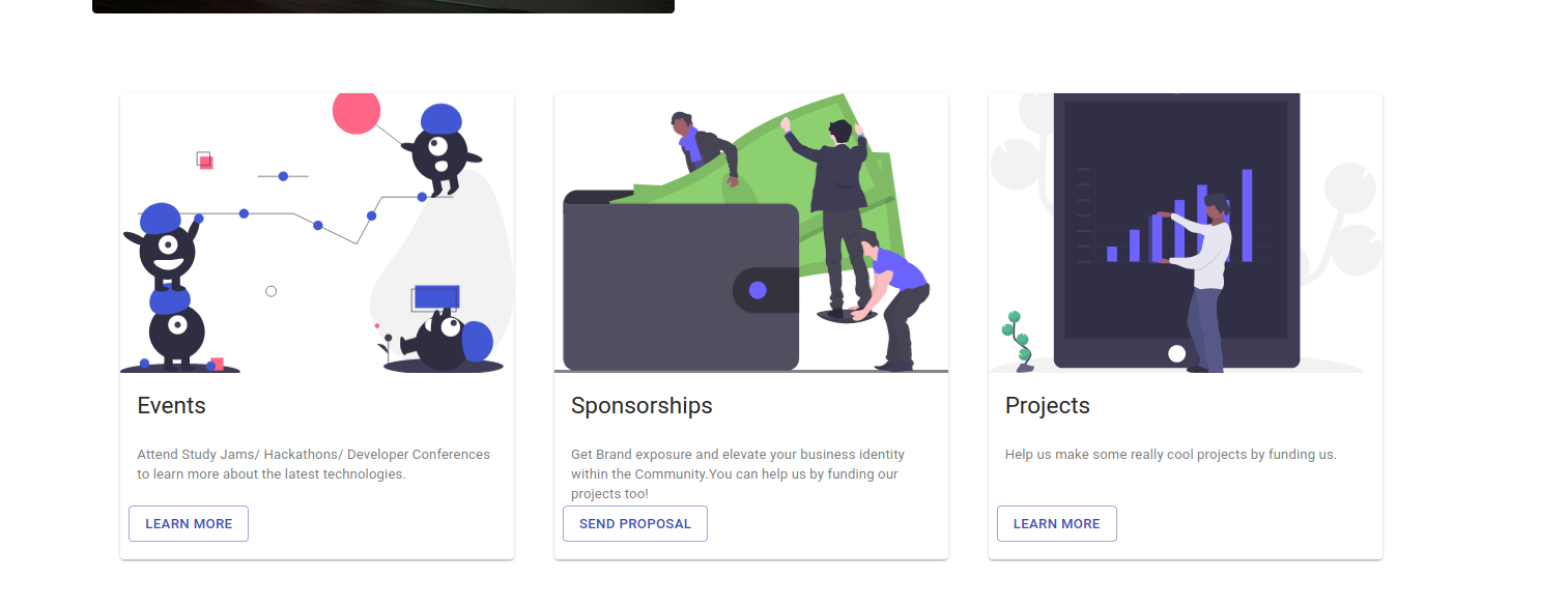 no action on clicking the cards · Issue #281 · developer-student-club-thapar/officialWebsite ...