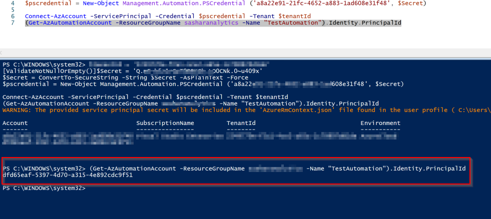 Unable to get automation account managed identity object Id with Get-AzAutomationAccount · Issue ...