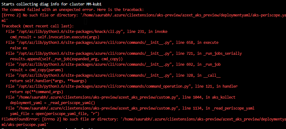 Az Aks Kollect Command Failed · Issue 4407 · Azure Azure Cli Extensions · Github