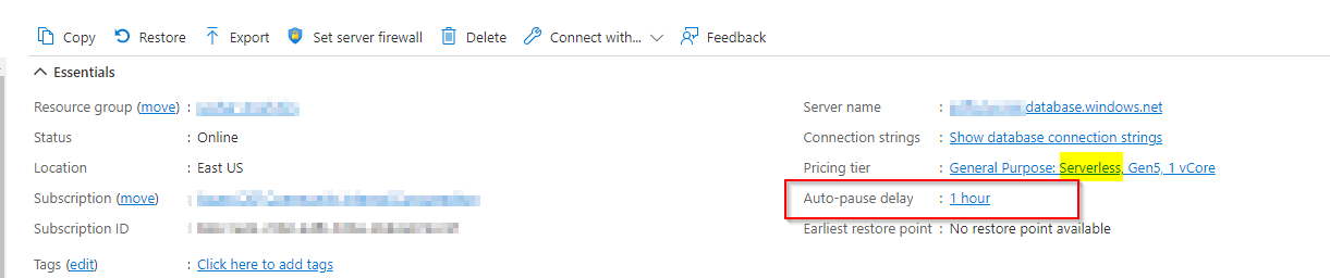 Unable to off auto-pause of azure sql server db · Issue #22095 · Azure/azure-cli · GitHub