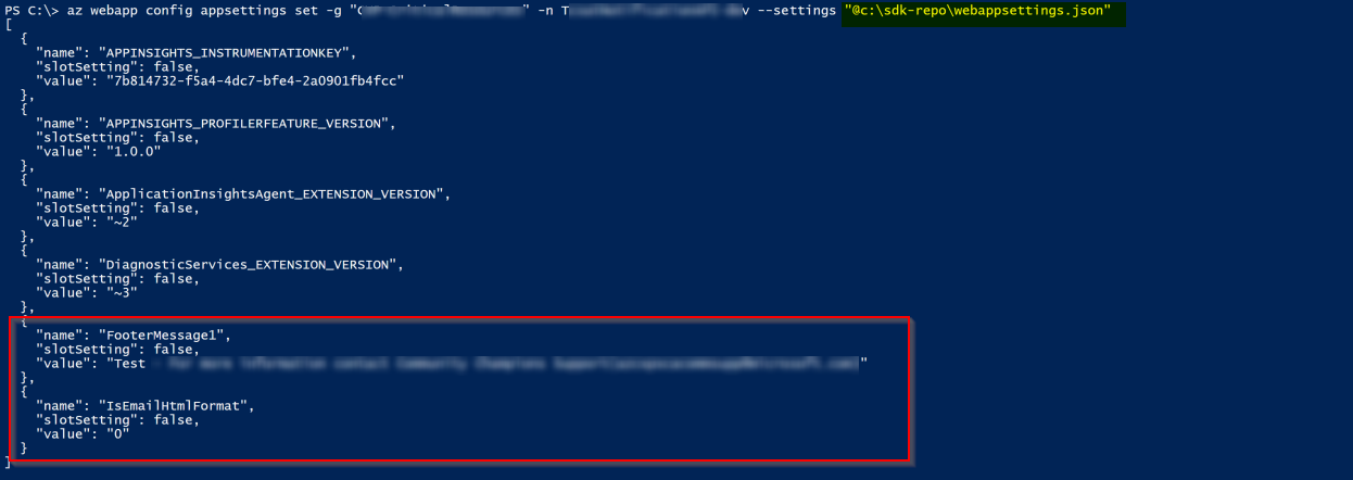 az webapp config appsettings set · Issue #23650 · Azure/azure-cli · GitHub