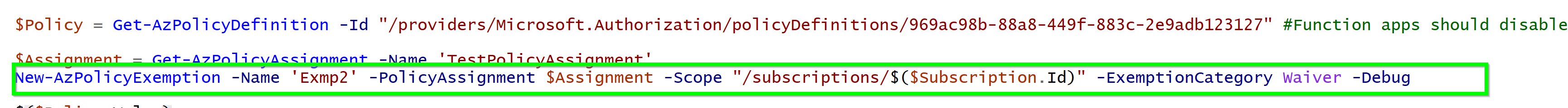 New-AzPolicyExemption can not find the PolicyDefinitionReferenceId specified · Issue #20381 ...