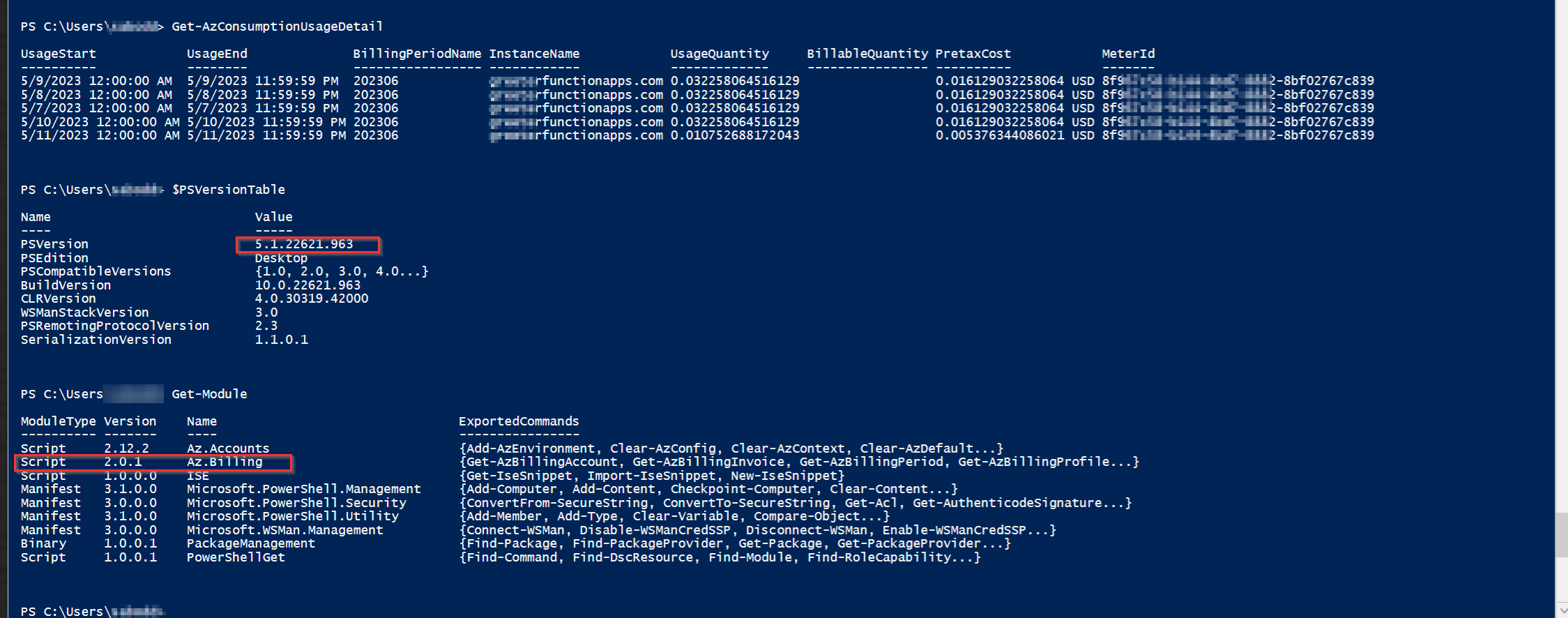 Get Azconsumptionusagedetail Returns Badrequest · Issue 21724 · Azure Azure Powershell · Github