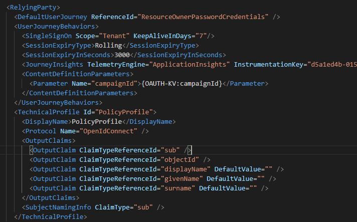 B2C Custom Policy: Invalid child elements 'SingleSignOn ...