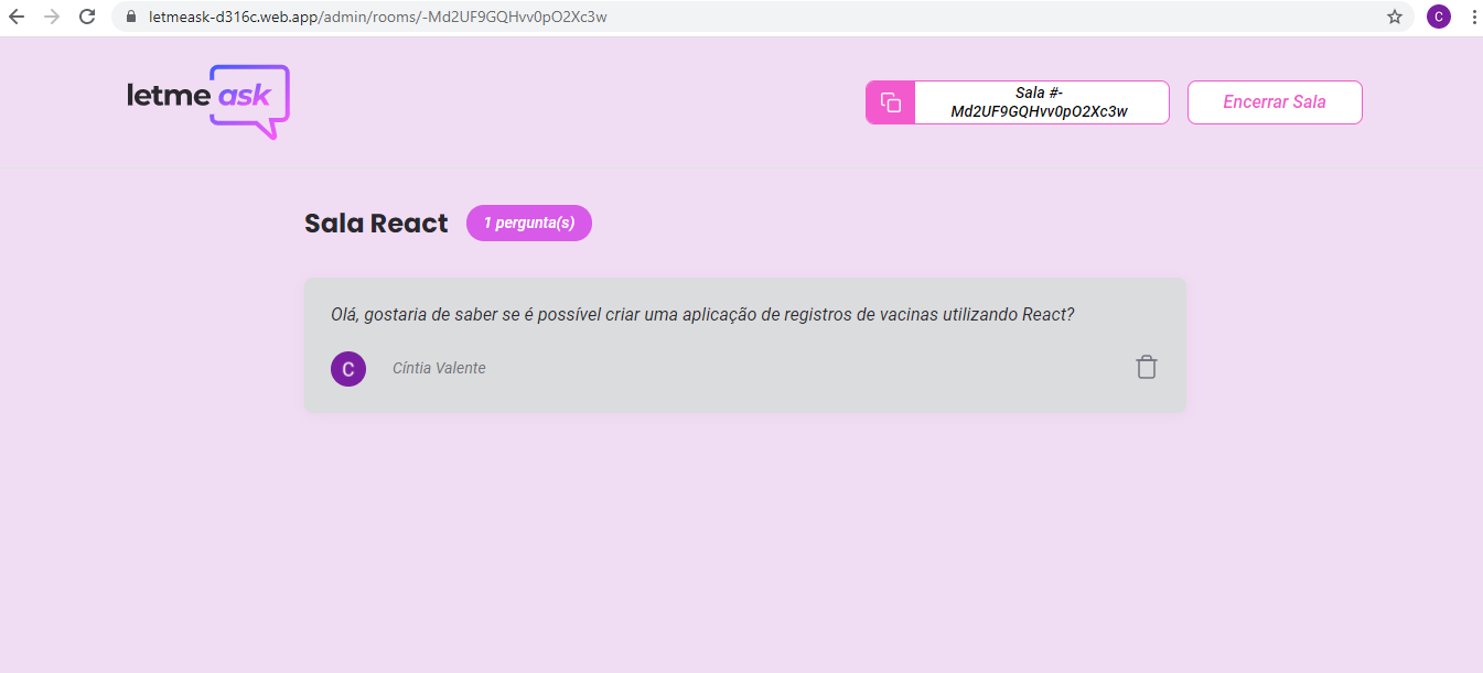 GitHub - cintia-valente/letmeask: Projeto do evento NLW da Rocketseat da trilha de ReactJS.