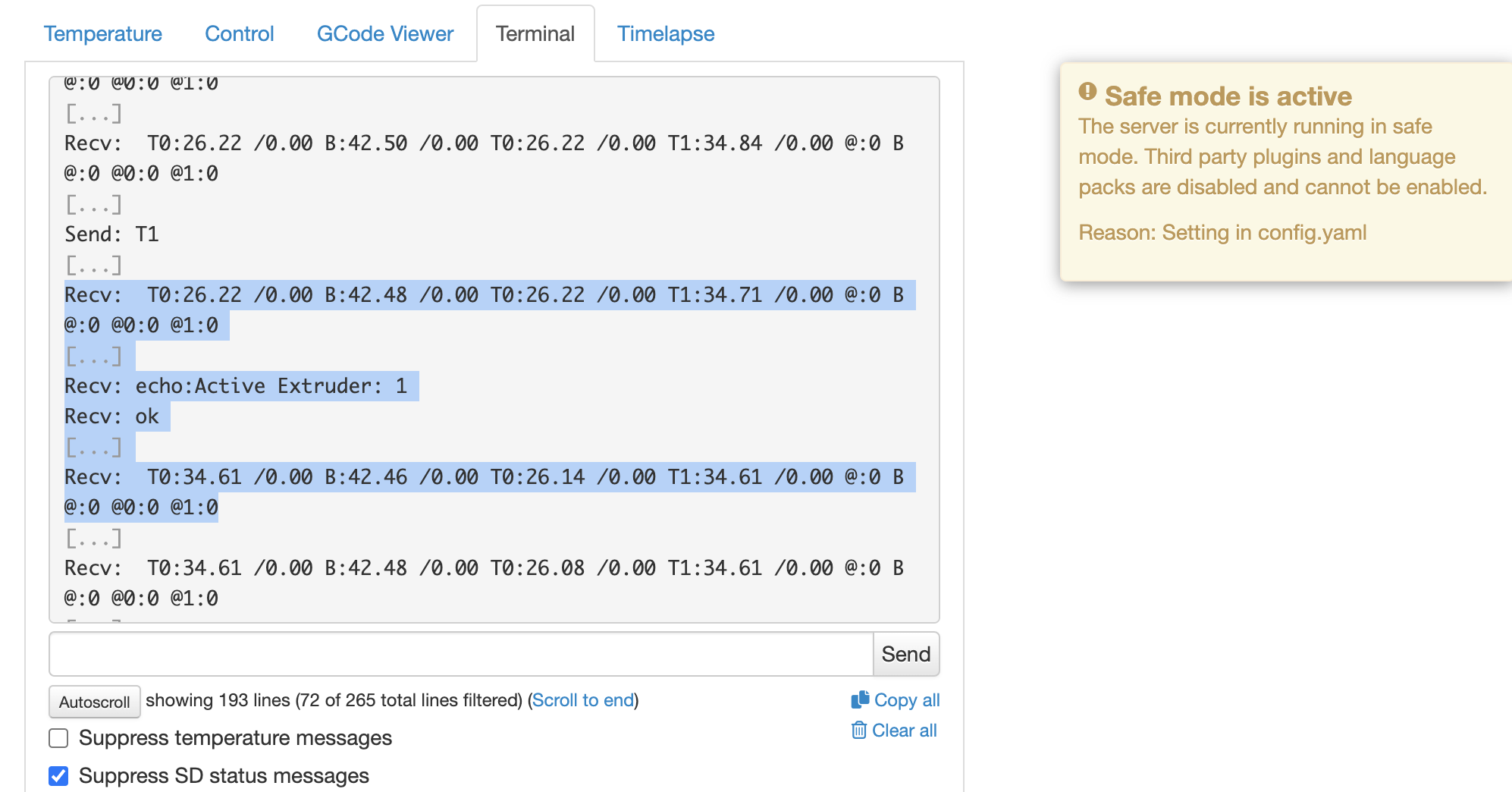 Temperature misreported when T1 active, dual extruders, Marlin 2.0.9.2 based firmware on Sovol ...
