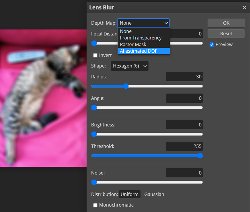 [Feature request] - Lens Blur filter with an option to get depth map with AI help · Issue #5257 ...