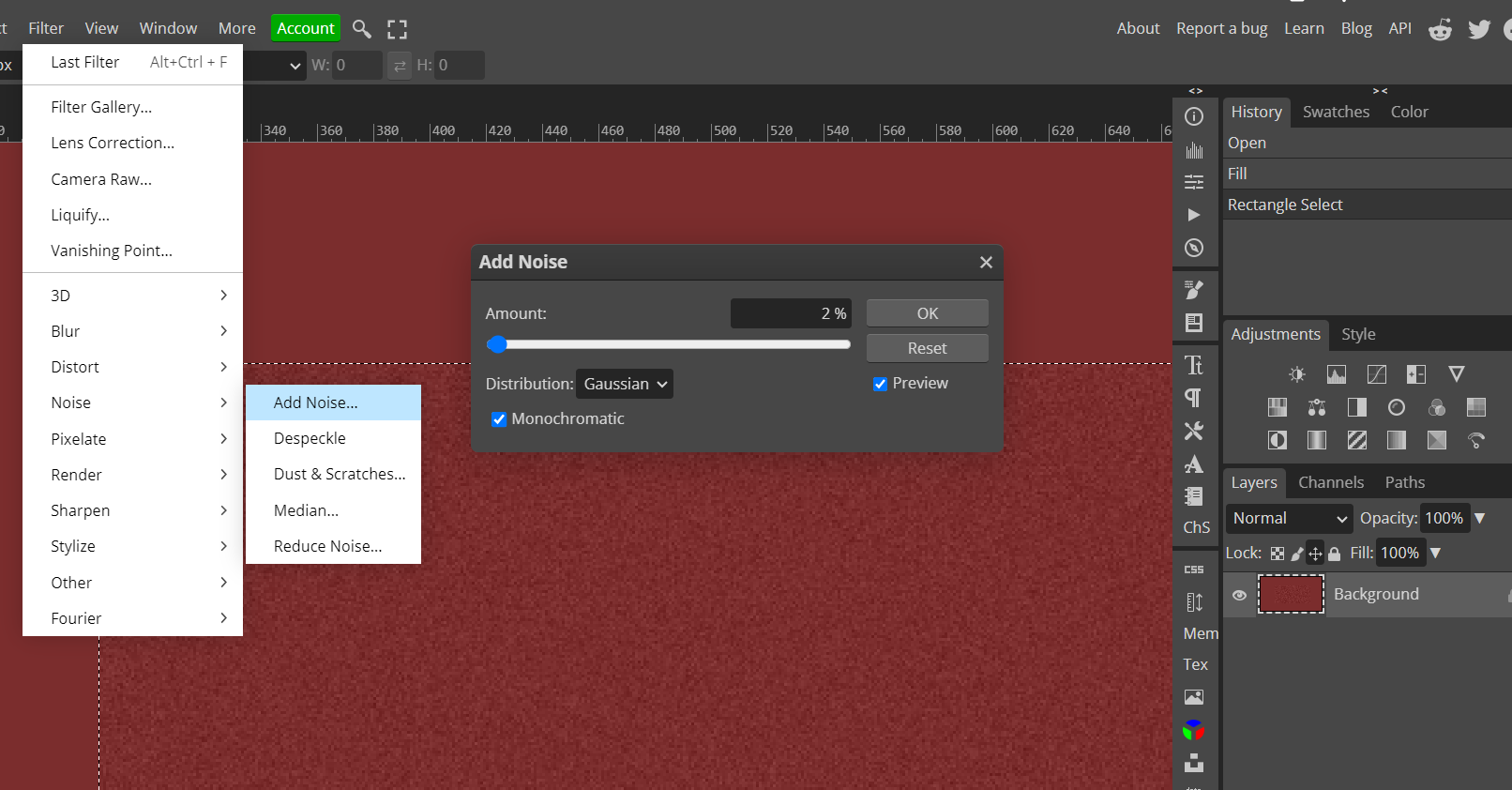 FR: Noise tool · Issue #5782 · photopea/photopea · GitHub