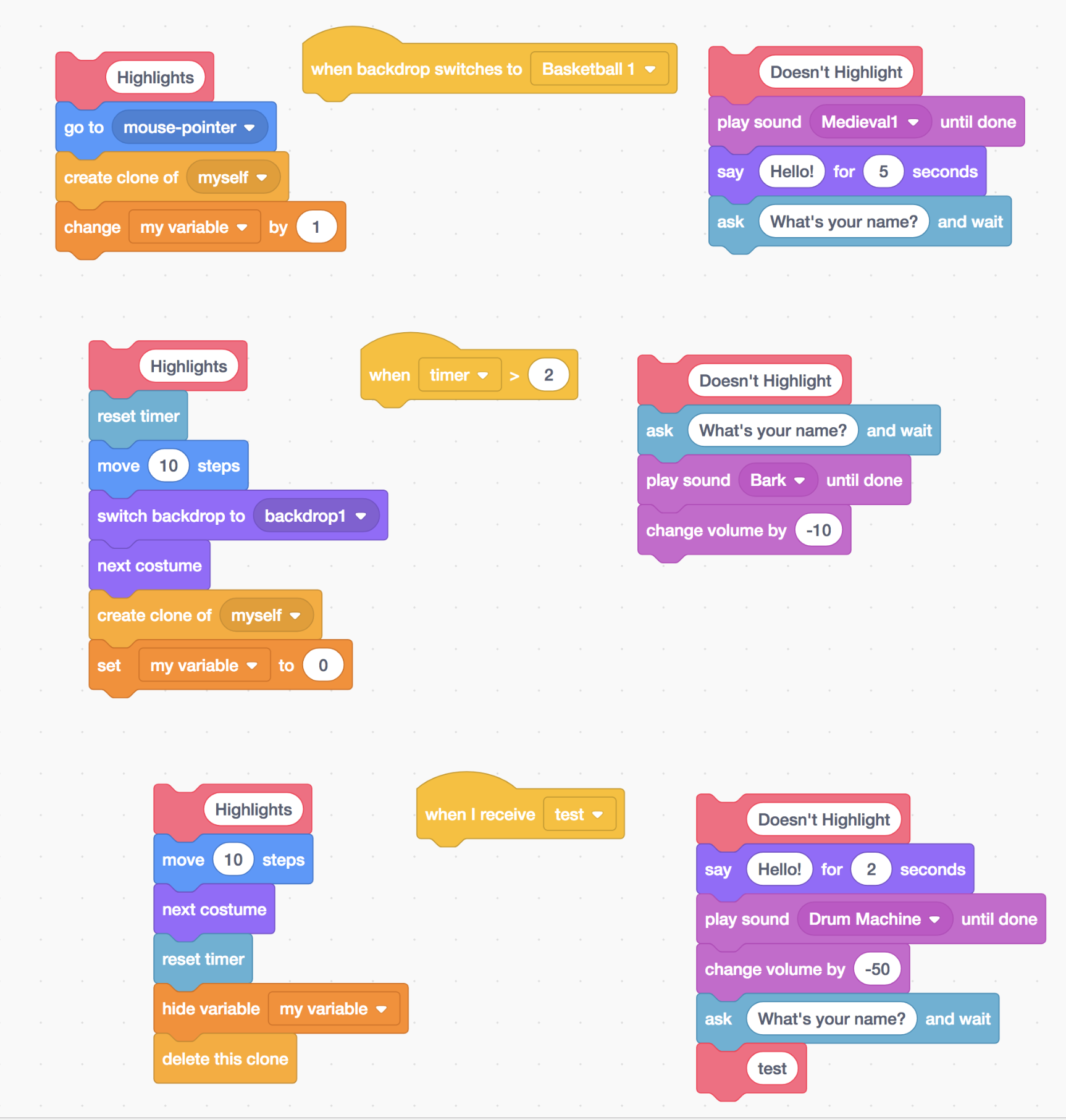 Yellow outline around multiple blocks not showing · Issue #2967 · scratchfoundation/scratch-gui ...
