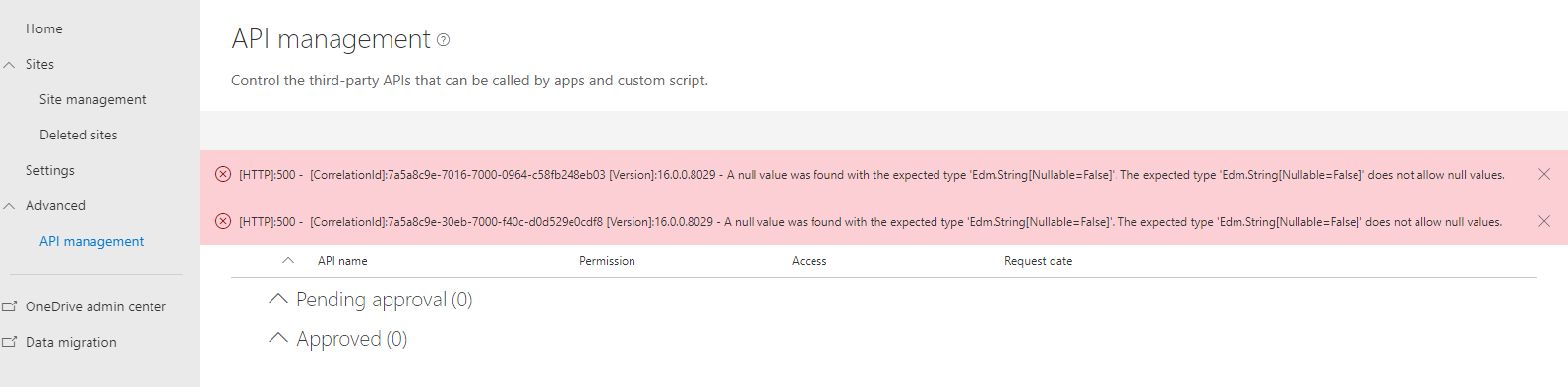 New Admin Center Api Management Webapipermissionrequest Error · Issue 2491 · Sharepointsp Dev