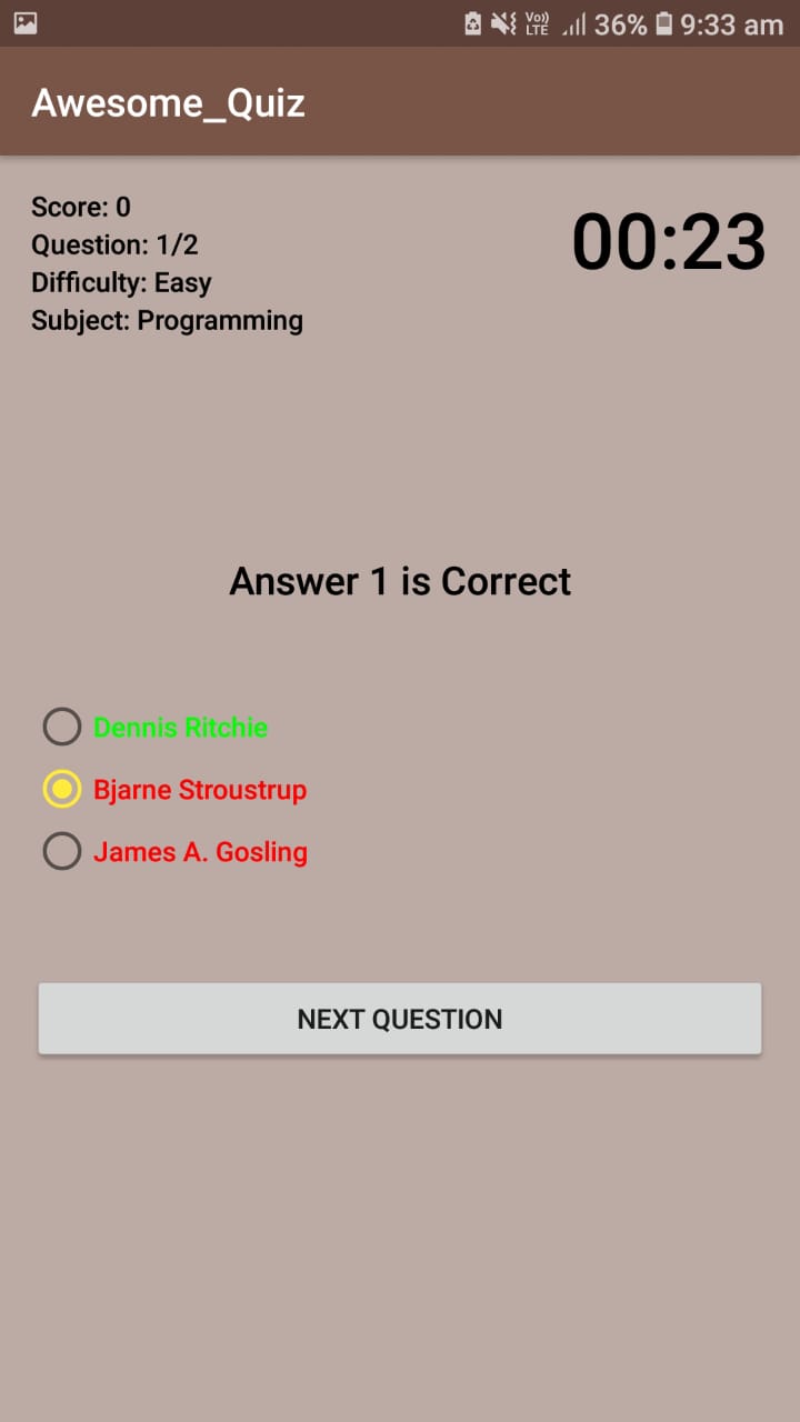 GitHub - rajat-29/Awesome_Quiz: An multiple choice question app to test ...