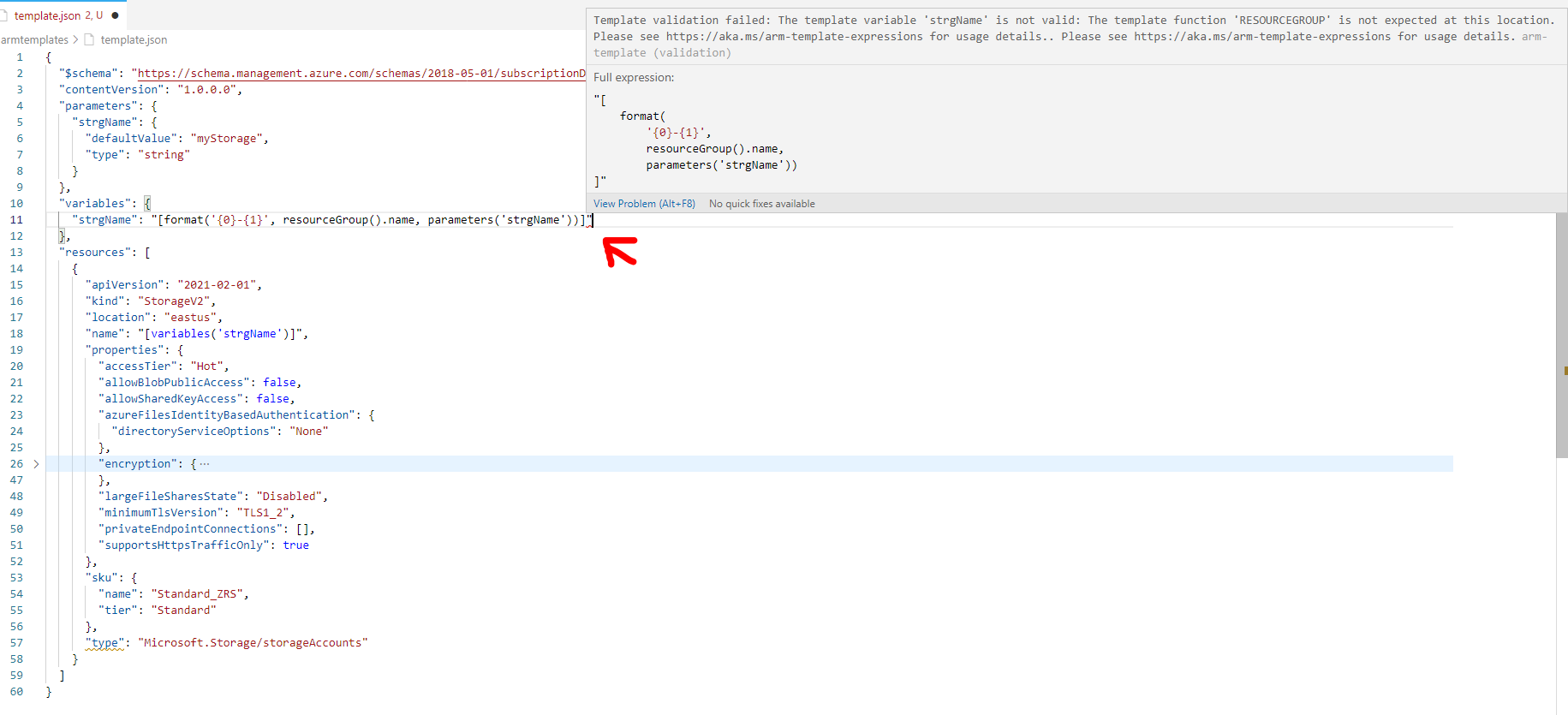 Validation returns false positive for resourceGroup() function · Issue #1329 · microsoft/vscode ...